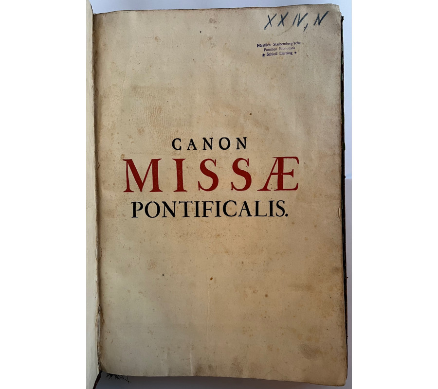 CANON MISSAE PONTIFICALIS 1728